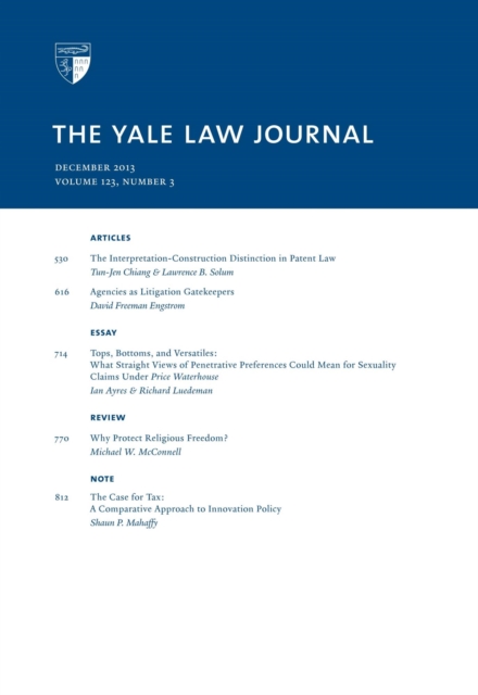 Yale Law Journal: Volume 123, Number 3 - December 2013: Yale Law ...